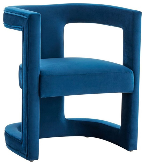 Limari Home Kendra 19" Cage-Style Modern Velvet Accent Chair in Blue ...