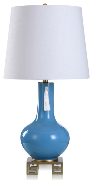StyleCraft Dann Foley Glass And Metal Table Lamp With Blue And Gold ...