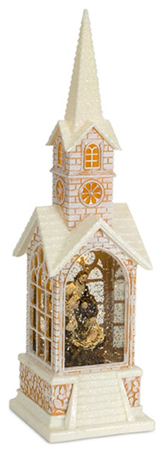 Church Snow Globe With Nativity 16.25" - Holiday Accents And Figurines ...
