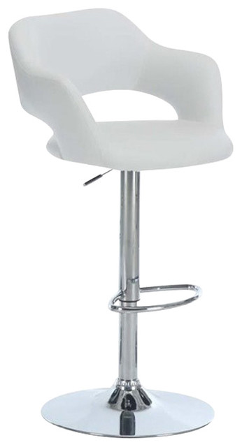 Atlin Designs Metal Bar Stool Chair in White With Rotating Round Seat ...