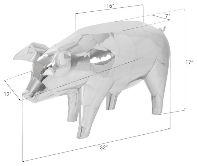 Babe Pig Side Table, Stainless Steel - Farmhouse - Side Tables And End ...