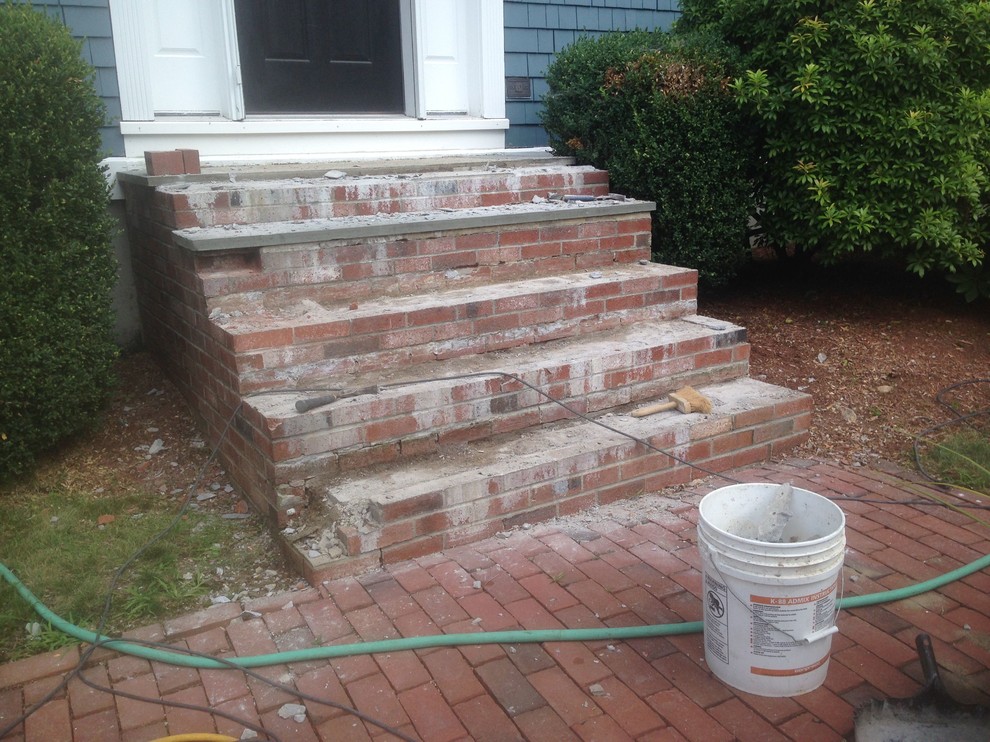 Brick Stairs with Bluestone Treads - Calcite Removal - Craftsman ...