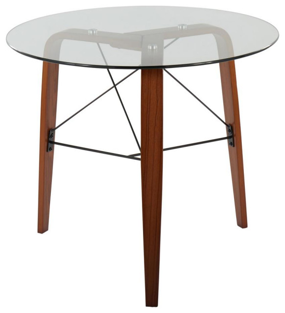Walnut Wood, Clear Glass Trilogy Round Dinette Table - Contemporary ...