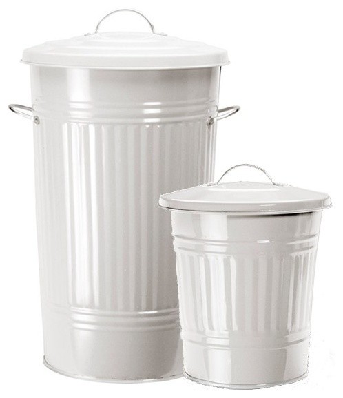 Kitchen Bin & Mini Bin Set, Chalk - Traditional - Trash Cans - by ...