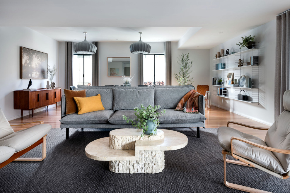 Warm Scandinavian Open plan Living Dining Room - Perth - by ADELA ...