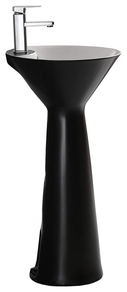 Elegant One-Piece Pyramid Pedestal Sink, Vitreous China - Contemporary ...