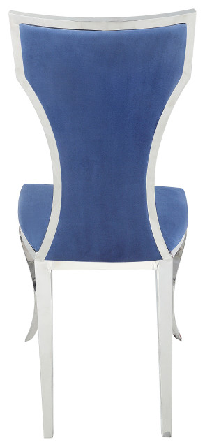 ACME Azriel Side Chair(Set-2) in Blue Velvet & Mirroed Silver Finish ...