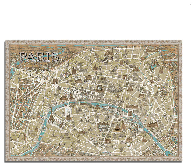 "Monuments Of Paris Map" By Wild Apple Portfolio, Giclee Print On ...