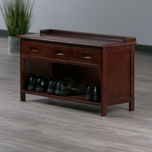 Adriana 3-Drawer Bench With Storage, Walnut - Transitional - Accent And ...