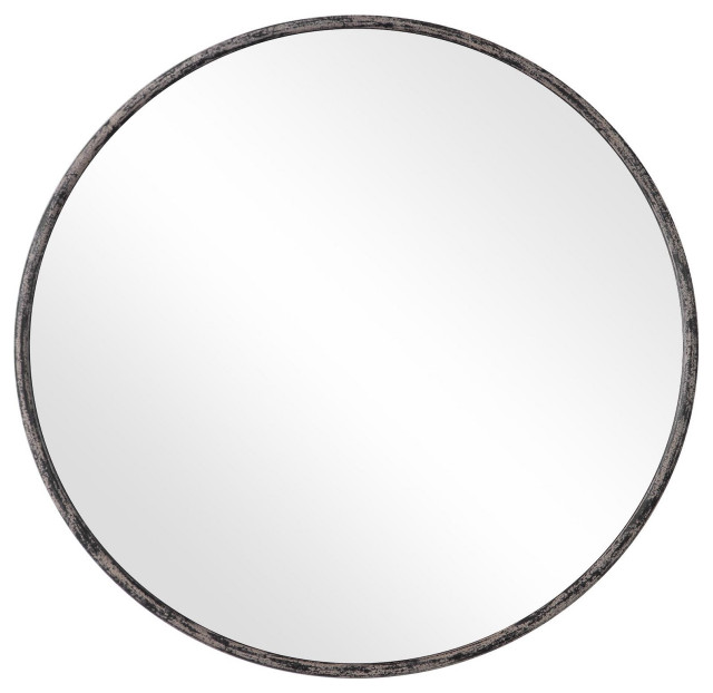Zinc Decor Distressed Aged Steel Round Industrial Wall Mirror ...