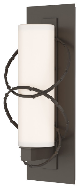 Olympus Small Outdoor Sconce, Coastal Dark Smoke, Opal Glass ...
