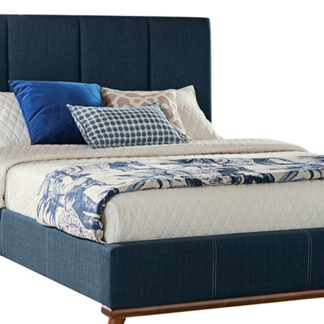 Benzara BM216035 Fabric Full Size Bed With Vertical Stitched Details ...