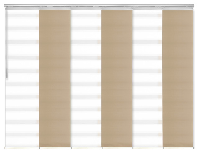 Blanched White-Bisque 6-Panel Track Extendable Vertical Blinds 70-130 ...