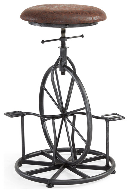 Harlem Industrial Metal Bicycle Bar Stool, Adjustable, Industrial Gray ...