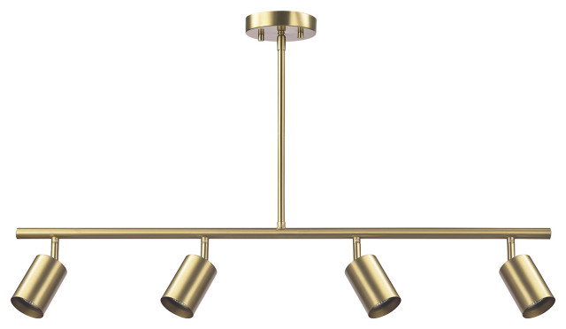 35" 4-Light Matte Brass Adjustable Track Lighting with Pivoting Track ...