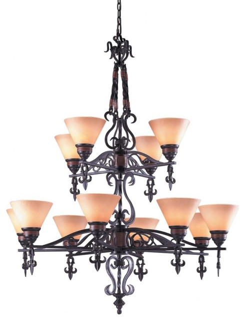 Fleur de Lis 12 Light Chandelier Authentic Wrought Iron Chandelier ...