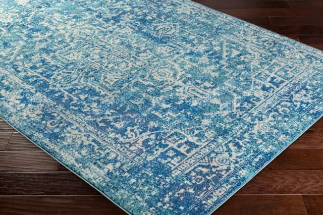 Harput Traditional Teal, Dark Blue Area Rug, 7'10"x10'3" - Contemporary ...