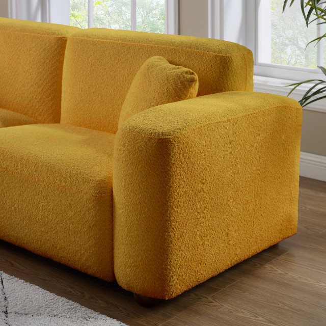 CentaurNoah 83.5" Wide 3 Seater Sofa, Boucle/Linen Upholstery ...