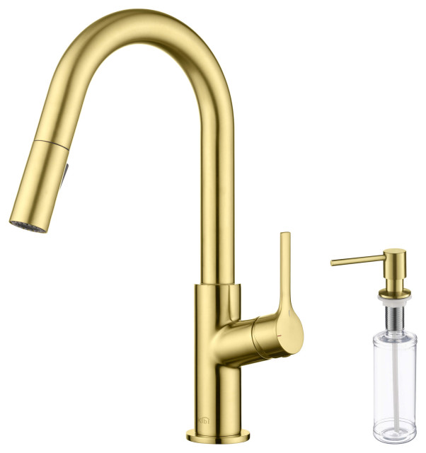 Fusion Single Handle Pull Down Sink Faucet With Soap Dispenser ...
