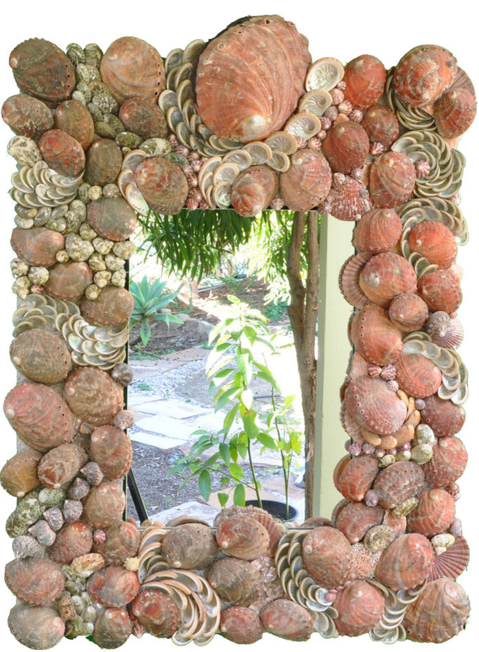 "Red Is Green" Gorgeous Abalone Sea Shell Framed Mirror - Beach Style ...