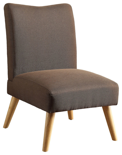 Fabric Upholstered Armless Accent Chair With Splayed Legs, Brown ...