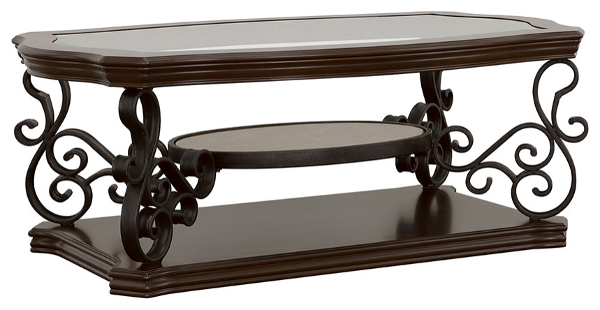 Laney Coffee Table Deep Merlot and Clear - Mediterranean - Coffee ...