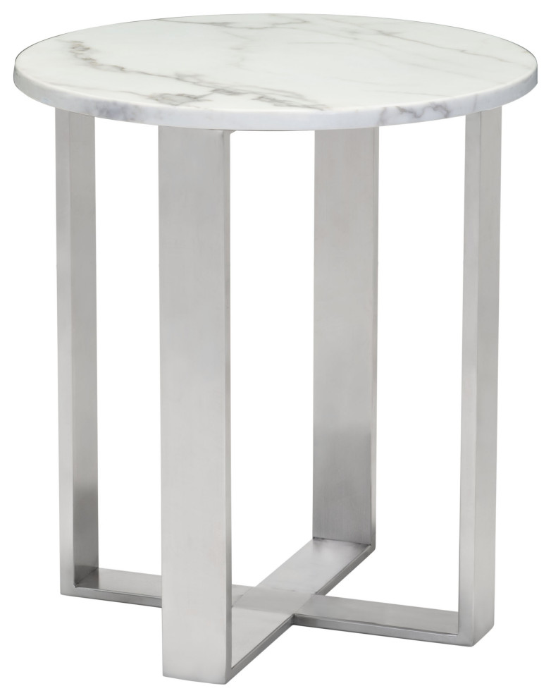 Atlas End Table Stone White and Silver - Contemporary - Side Tables And ...