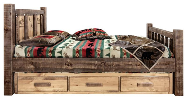 Montana Woodworks Homestead Wood Full Storage Bed with Moose Design in ...
