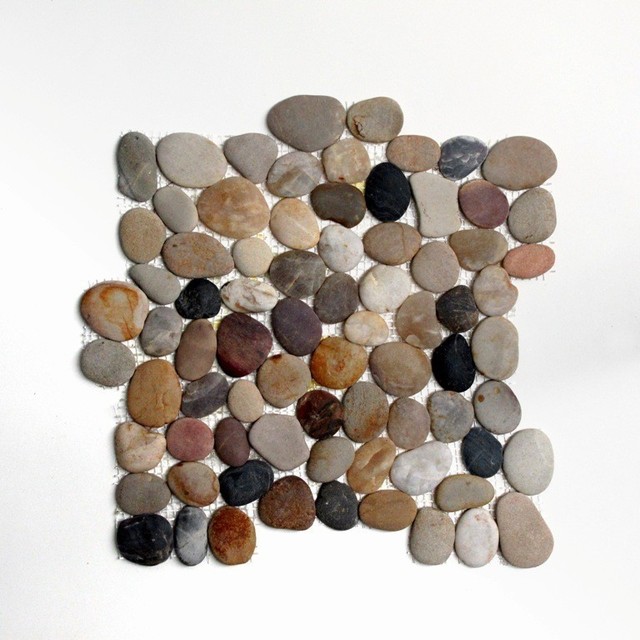 Interlocking Matte Pebbles Tile, Rio, 50 Sq. ft. - Rustic - Wall And ...