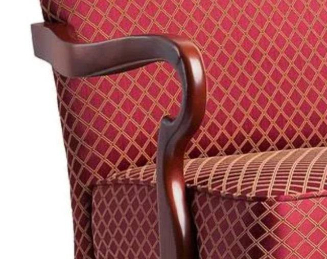Traditional Gooseneck Arm Chair, Diamond Jacquard Fabric Seat & Arms ...