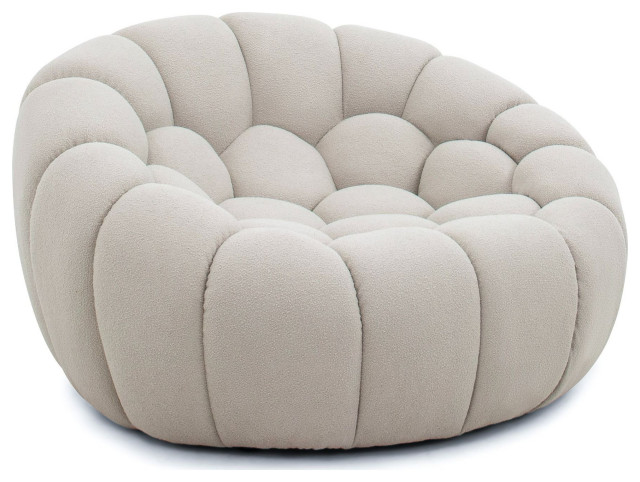 Divani Casa Yolonda Modern Curved Beige Fabric Chair - Transitional ...