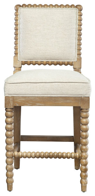 Sara Upholstered Counter Stool, Neutral - French Country - Bar Stools ...