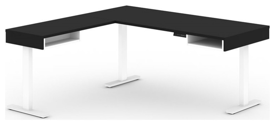 Bestar Viva 72" L-Shaped Standing Desk in Black and White ...