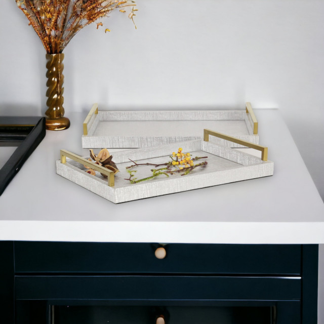 Lusan Vinyl Tray Set - Silver Linen - Contemporary - Serving Trays - by ...