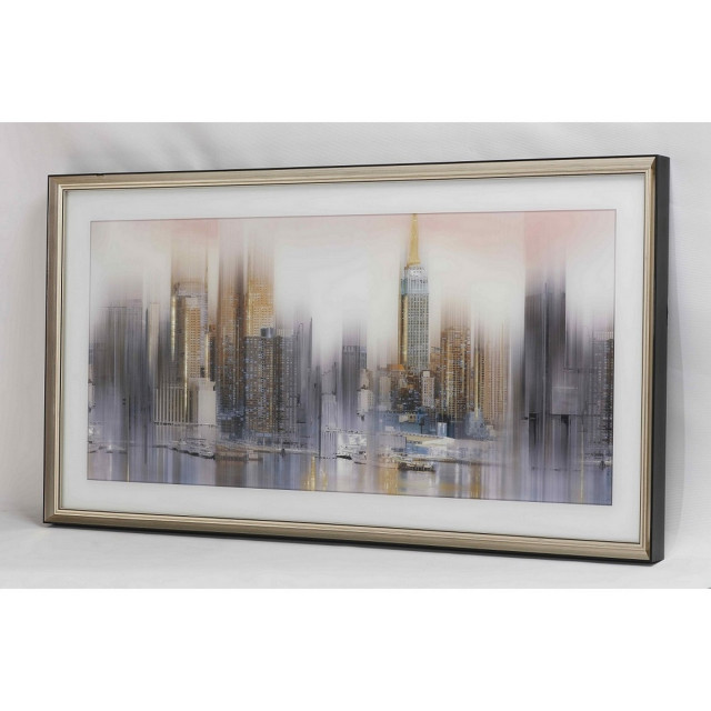 Benzara BM242690 Wall Art, Resin Frame & Blurred Cityscape Painted ...