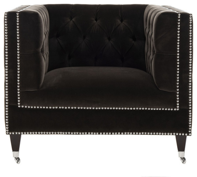 Burrell Tufted Velvet Chair, Giotto Shale - Transitional - Armchairs ...