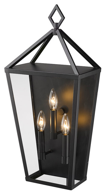 3 Light 24" Powder Coat Black Outdoor - Transitional - Outdoor Wall ...