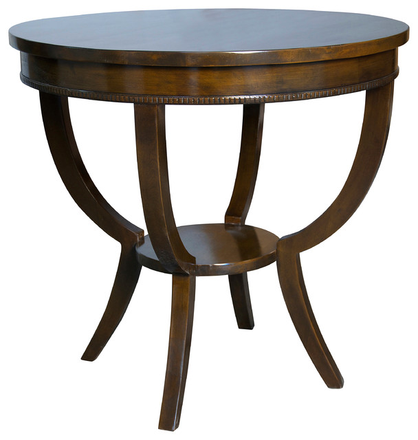 Scheffield Round End Table, Distressed Brown - Transitional - Side ...