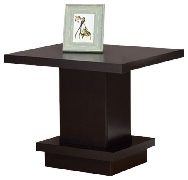 Home Square Square Pedestal End Table in Cappuccino - Set of 2 ...