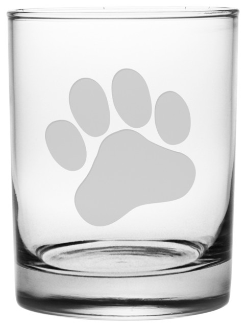 Paw Print Rocks Glasses, Set of 4 - Contemporary - Cocktail Glasses ...
