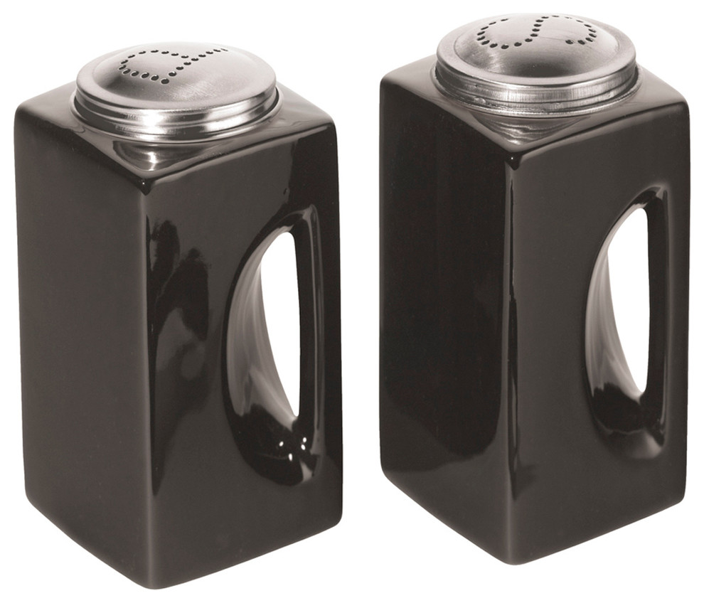 Oggi 2 Piece EZ Grip Black Ceramic 6 Inch Salt and Pepper Cruet Set ...