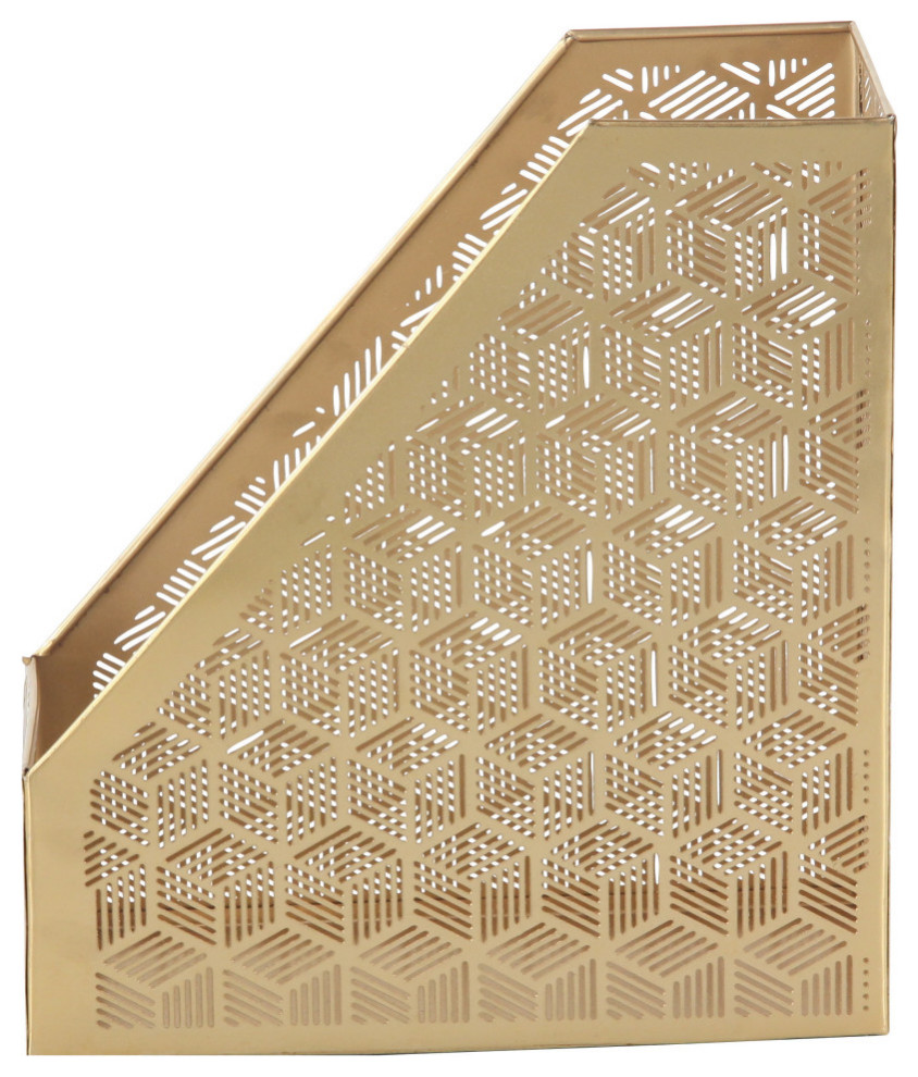 Glam Gold Metal Magazine Holder 57415 - Contemporary - Magazine Racks ...