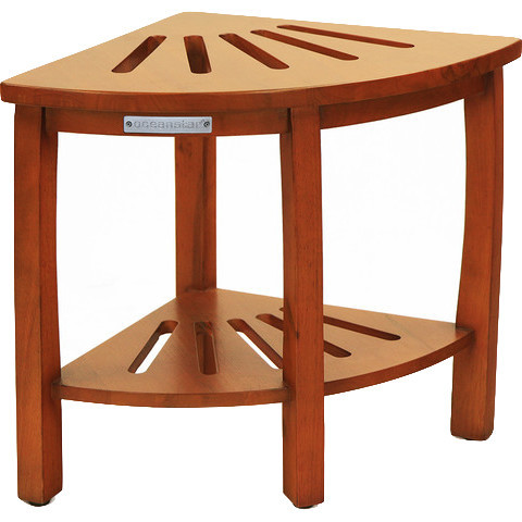 Corner Spa Shower Bench Seat with Storage Shelf - Transitional - Shower ...