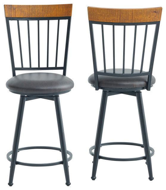 Tyler 24" Swivel Bar and Counter Stool With Footrest, Set of 2 ...
