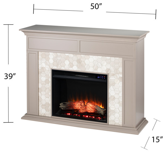 Torron Marble Tiled Touch Screen Electric Fireplace - Traditional ...