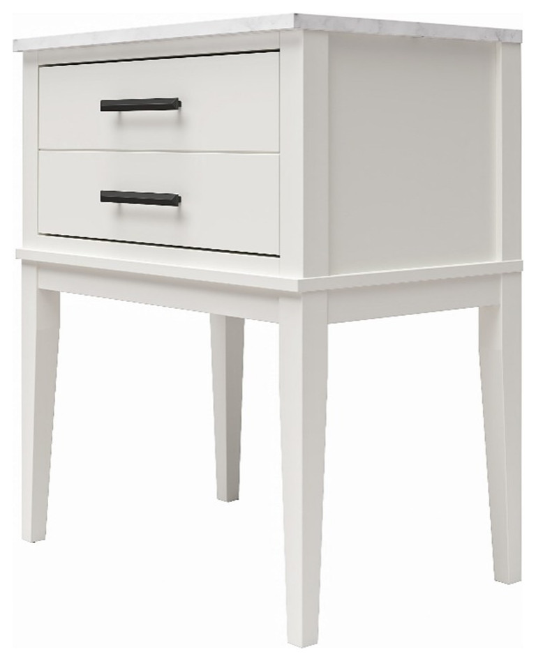Ameriwood Home Lynnhaven Nightstand in White w/ White Marble Top - Transitional - Nightstands ...