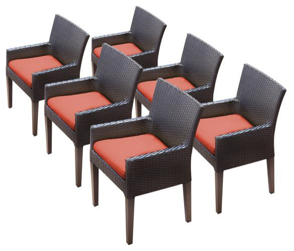 6 Barbados Dining Chairs With Arms - Tropical - Outdoor Dining Chairs ...