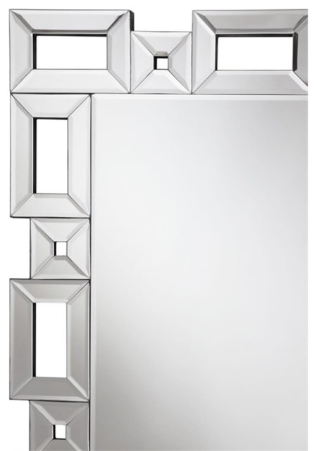 Coaster Tavin Modern Glass Geometric Frame Cheval Mirror Silver Finish ...