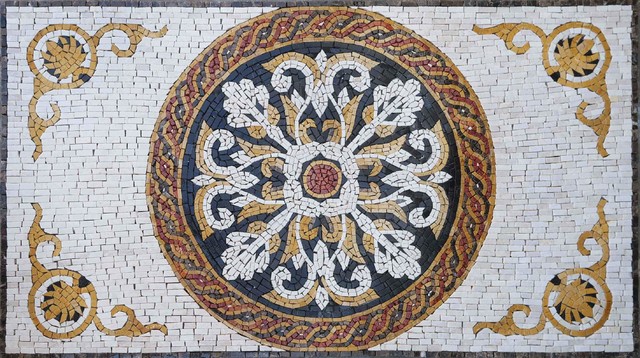 Botanical Mosaic Rug, Millicent, 48'' x 27'' - Contemporary - Tile ...