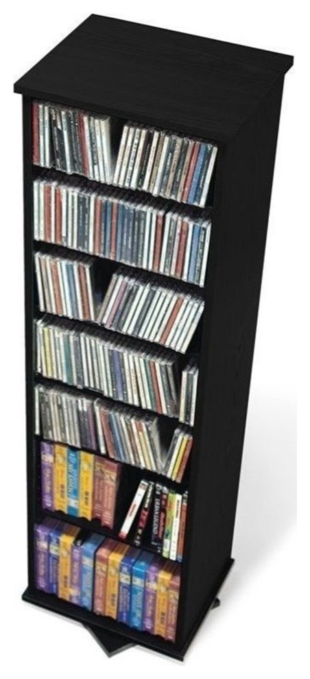 Pemberly Row 53" 2-Sided CD DVD Media Spinning Storage Tower in Black ...